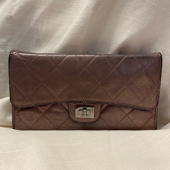 CHANEL | Bags | Chanel Purple And Silver Iridescent Trifold Wallet ...